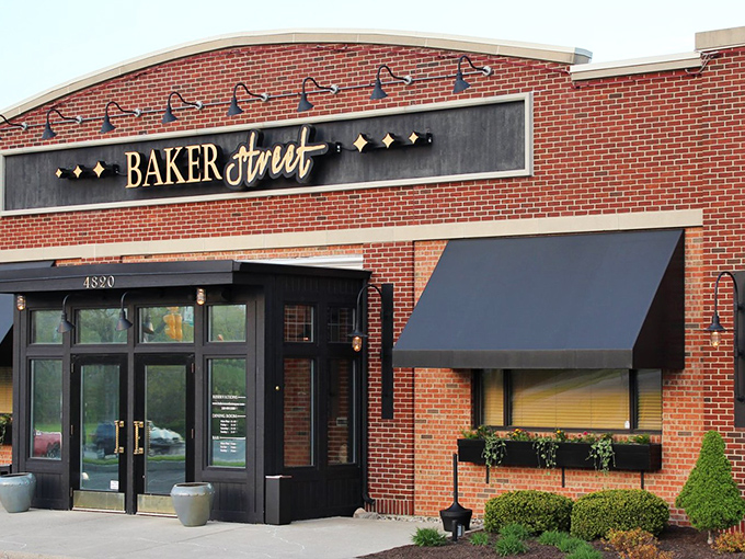 The brick exterior of BakerStreet Steakhouse stands like a confident understatement&mdash;promising excellence without shouting about it. Those flower boxes aren't just pretty; they're a preview of the attention to detail waiting inside.