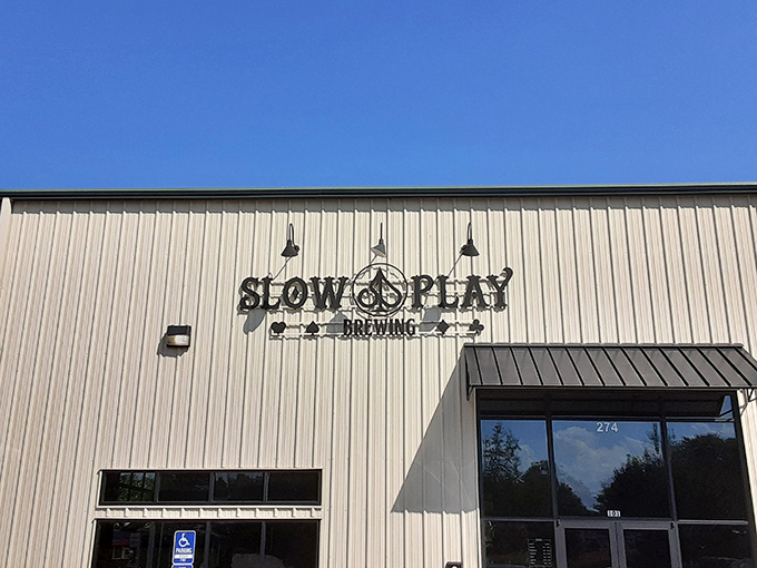 Unassuming on the outside, extraordinary on the inside&mdash;Slow Play Brewing's exterior promises craft beer excellence behind its industrial fa&ccedil;ade.