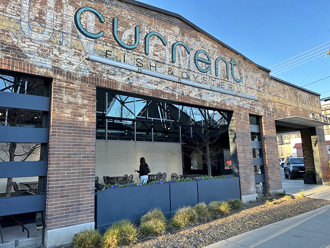The weathered brick exterior of Current Fish and Oyster feels like a secret you've stumbled upon&mdash;a coastal gem hiding in plain sight in downtown Salt Lake City.