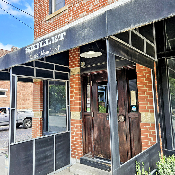 The unassuming brick exterior of Skillet hides culinary treasures within, like a delicious secret waiting to be discovered in German Village.
