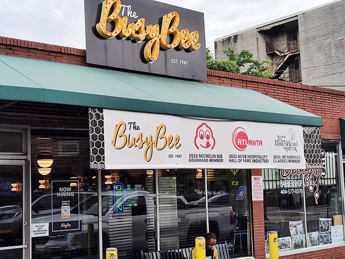 The iconic yellow Busy Bee sign beckons hungry souls like a soul food lighthouse on Atlanta's MLK Drive. History and flavor await inside.