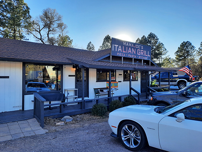 The mountain air makes everything taste better, including the unpretentious Italian comfort food waiting behind this black and white facade in tiny Strawberry, Arizona.