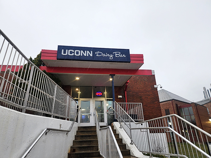 The UConn Dairy Bar stands like a beacon of frozen happiness, promising sweet relief from Connecticut summer heat and academic stress alike.