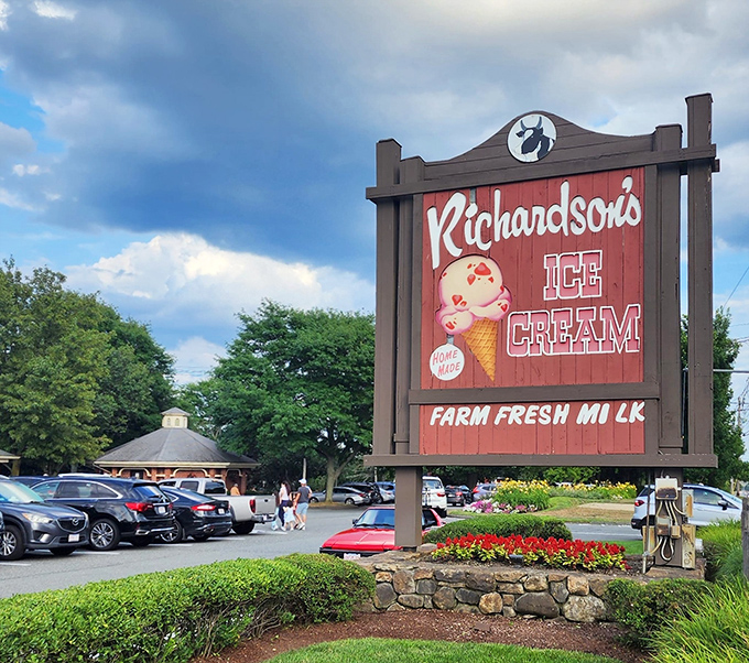 The classic red-brick facade of Richardson's stands as a beacon of sweet nostalgia in Middleton, where ice cream pilgrims have been congregating since 1952. 
