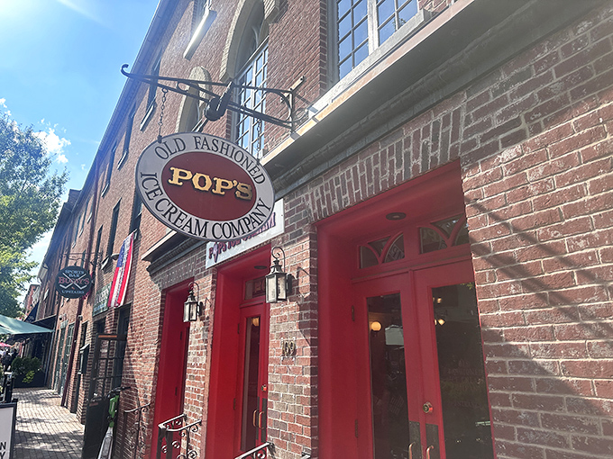 Those iconic red doors aren't just an entrance—they're a portal to ice cream paradise in the heart of historic Alexandria.