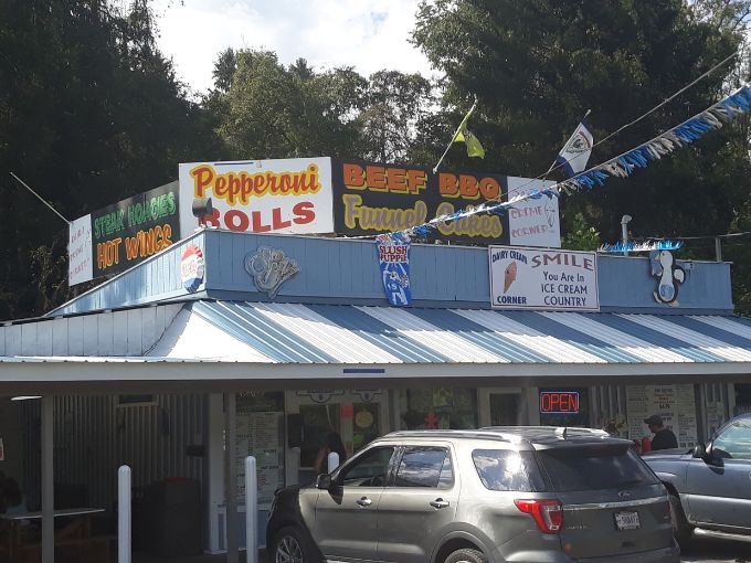 The blue beacon of happiness! Dairy Creme Corner's cheerful exterior has been calling West Virginians home to frozen paradise since 1950.