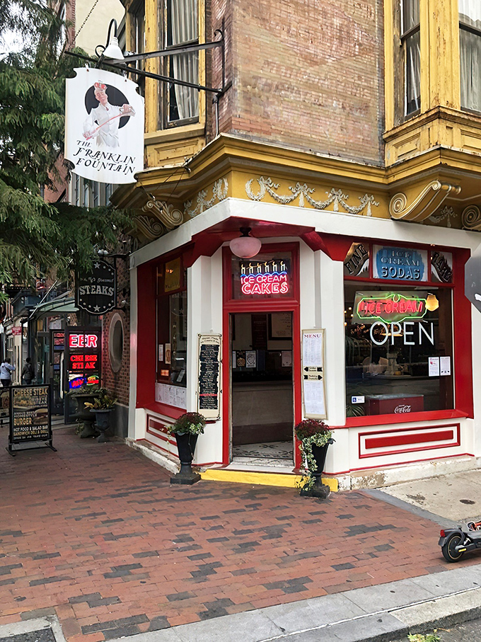 The corner storefront that launched a thousand ice cream dreams. This red and white facade is Philadelphia's sweetest time machine. 