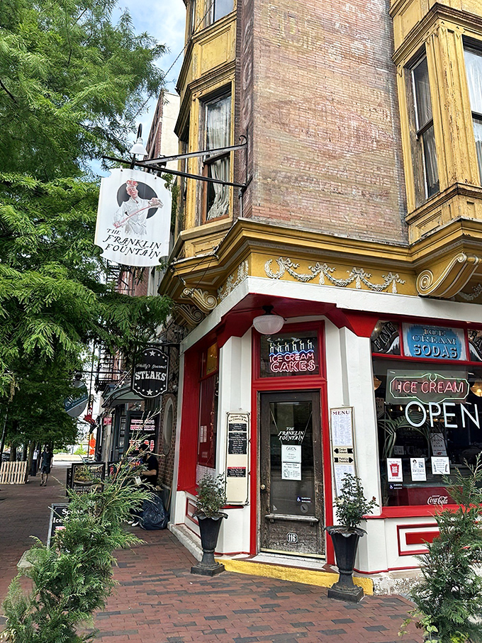 The corner storefront that launched a thousand ice cream dreams. This red and white facade is Philadelphia's sweetest time machine.