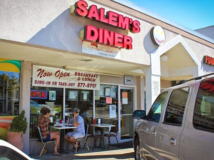 Salem's Diner's humble exterior belies the breakfast treasures within. Like finding the Hope Diamond at a yard sale, this unassuming storefront houses culinary gold.