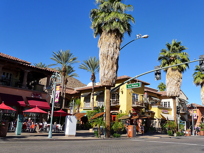 Palm-lined streets meet majestic mountains in this quintessential Palm Springs vista. Mother Nature's perfect backdrop for your treasure-hunting adventures.