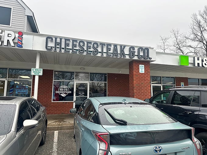 The bold signage announces your arrival at cheesesteak paradise. No fancy frills needed when what's inside speaks volumes. 