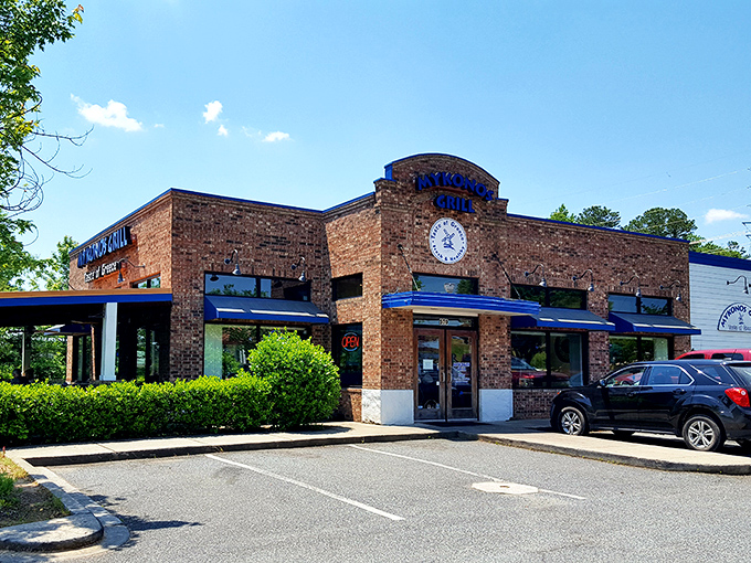 The unassuming exterior of Mykonos Grill plays the perfect culinary Clark Kent &ndash; modest brick facade hiding superhero-level Greek flavors waiting inside. 