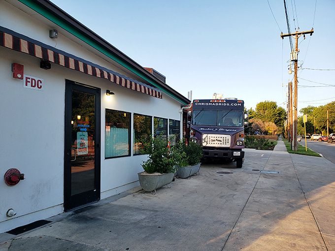 The corner of Blanco and Hollywood marks the spot where burger dreams come true at Chris Madrid's iconic white building.