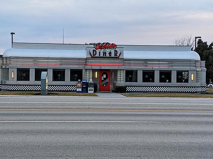 The gleaming silver exterior of Candy's Cafe screams "classic Americana" &ndash; this time-traveling diner promises a nostalgic feast before you even step inside.