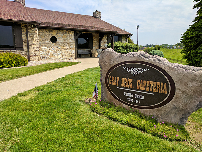 The stone fa&ccedil;ade and wooden beams aren't trying to be trendy &ndash; they're promising something better: authentic Hoosier comfort that's stood the test of time.