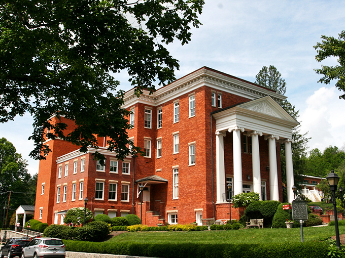 Lewisburg's colorful downtown buildings tell stories in brick and mortar, each façade a chapter in the town's architectural narrative.