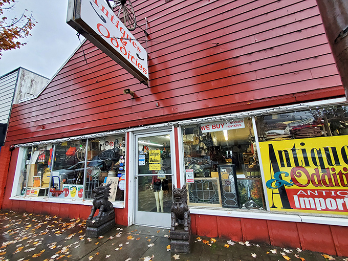 The wagon wheel above the storefront isn't just decoration&mdash;it's a time machine invitation to step back into a world where treasures await.