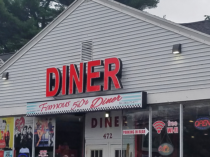 The unassuming exterior of Famous 50's Diner in Bridgeport hides a time portal within. One step through those doors and you're transported back to poodle skirts and pompadours.