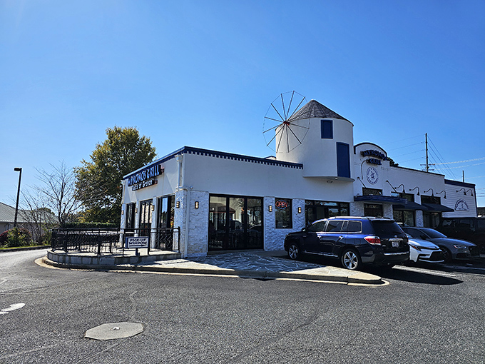 The unassuming exterior of Mykonos Grill plays the perfect culinary Clark Kent &ndash; modest brick facade hiding superhero-level Greek flavors waiting inside. 