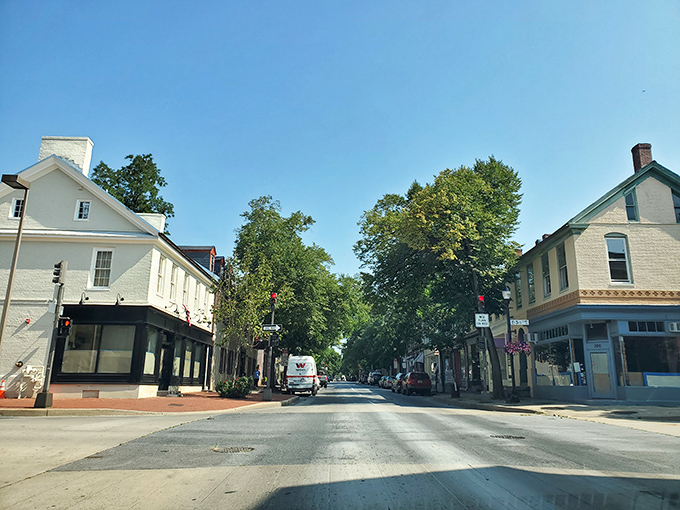 Frederick's historic district showcases its famous "clustered spires" skyline. These church towers have watched over the town since the 1800s, creating a postcard-perfect scene.