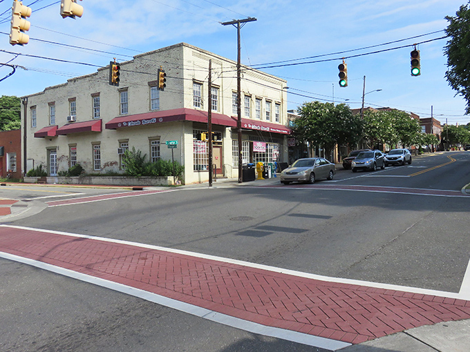 Historic brick buildings line Hillsborough's downtown, where arched windows and classic storefronts create a timeless shopping backdrop that practically begs for exploration.
