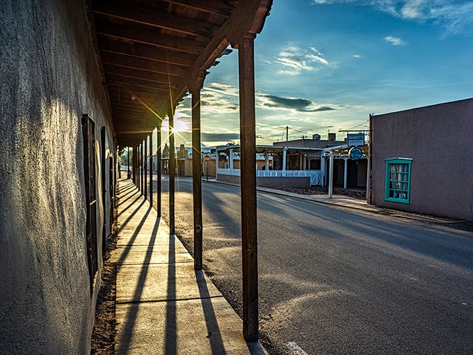 Historic adobe buildings line Mesilla's streets, where time seems to slow down and the desert sun casts a golden glow on centuries of stories.
