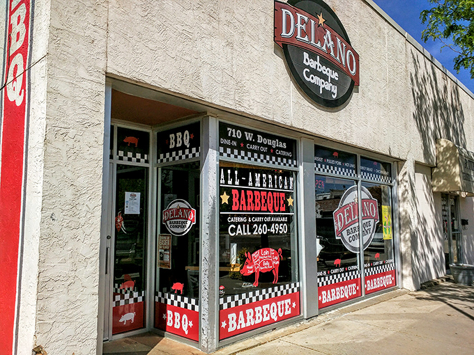 The red, white, and blue exterior isn't subtle, but neither is the barbecue inside. Kansas pride meets smoky perfection at this Wichita landmark.