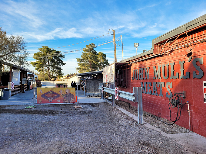 Welcome to barbecue heaven! This rustic red exterior isn't just a building, it's a portal to smoky, meaty bliss.
