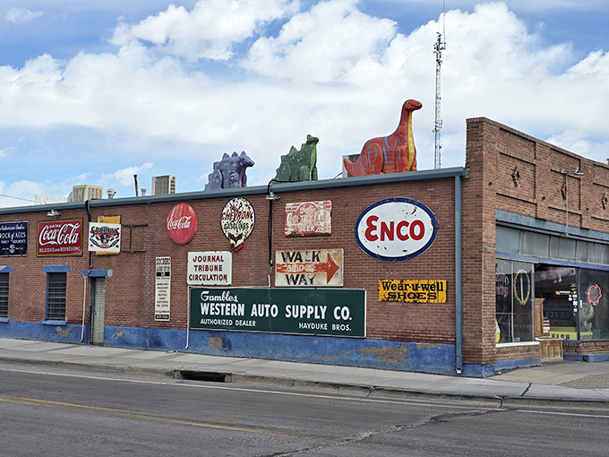 Roadside Americana at its finest! Vintage signs and colorful dinosaurs announce that this isn't your average small-town eatery&mdash;it's a full-blown experience.
