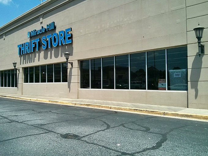 The unassuming exterior of Miracle Hill Thrift Store belies the treasure trove within. Like a Vegas casino, once you're inside, time and space take on new dimensions.