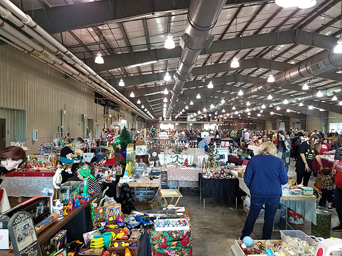 Welcome to treasure hunter's paradise! The Tulsa Flea Market's cavernous interior stretches before you like an archaeologist's dream site, minus the dirt and academic requirements.