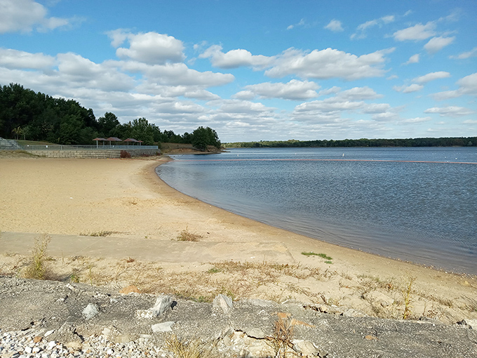 Missouri's secret coastline stretches before you, where golden sand meets clear water under an endless sky. Who needs an ocean when paradise is this close to home?