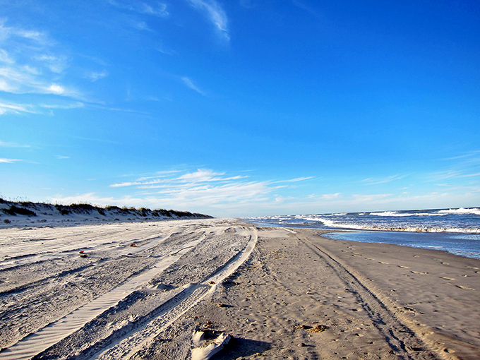Miles of untouched shoreline stretch before you, where tire tracks in the sand are the closest thing to rush hour traffic you'll find.