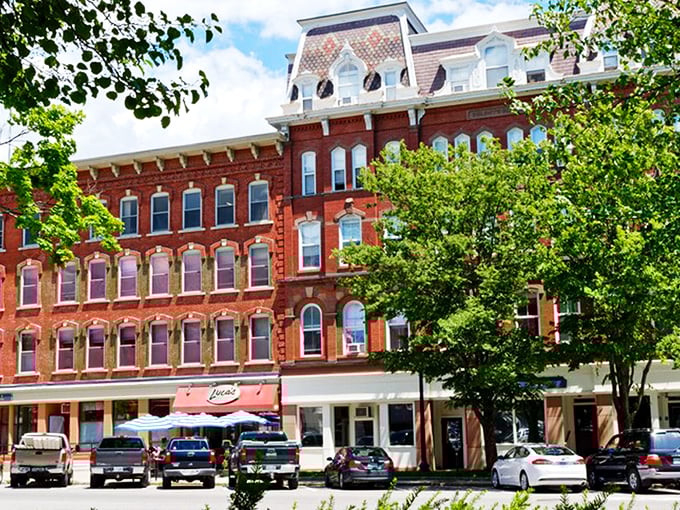 Downtown Keene's colorful storefronts welcome visitors with New England charm. Those awnings aren't just pretty&mdash;they're perfect for window shopping in any weather.
