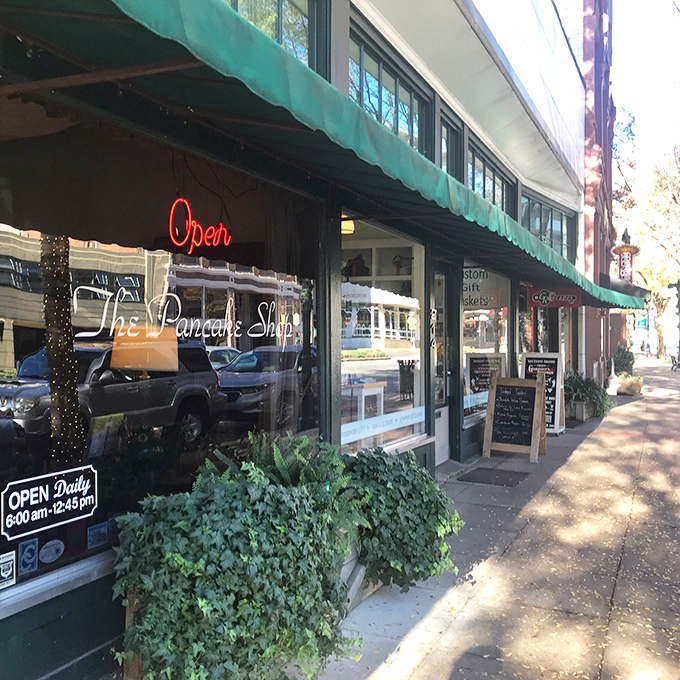 The iconic green awning of The Pancake Shop stands as Hot Springs' breakfast beacon, promising pancake paradise to early risers and brunch hunters alike.