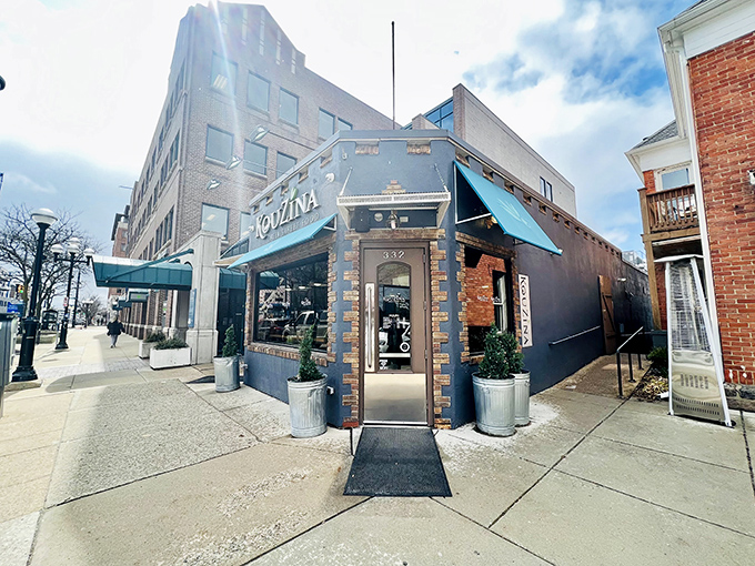 The blue awnings and Greek flag announce your arrival at flavor central. This corner of Royal Oak might as well be a portal to Athens.