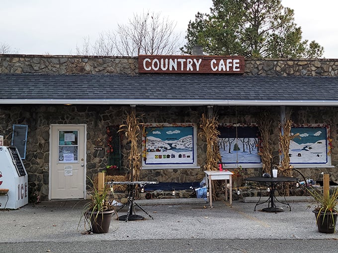 The stone exterior of Country Caf&eacute; stands like a culinary fortress in Harpers Ferry, promising comfort food treasures within those rustic walls.