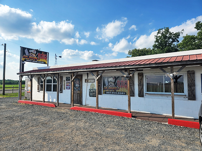 This unassuming roadside gem proves that the best barbecue joints never need flashy facades to draw crowds.