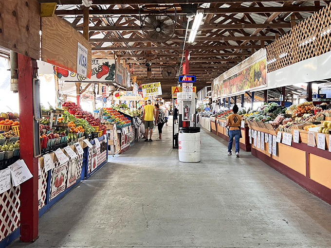 The cheerful yellow and red office facade welcomes treasure hunters like a ticket booth to retail Disneyland. Weekend adventures start here!