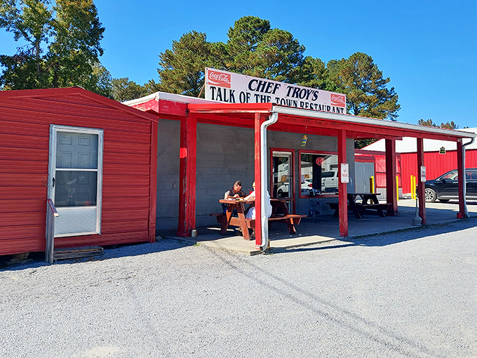 The bright red exterior of Chef Troy's might not win architectural awards, but like all great food destinations, the unassuming fa&ccedil;ade hides culinary treasures within.
