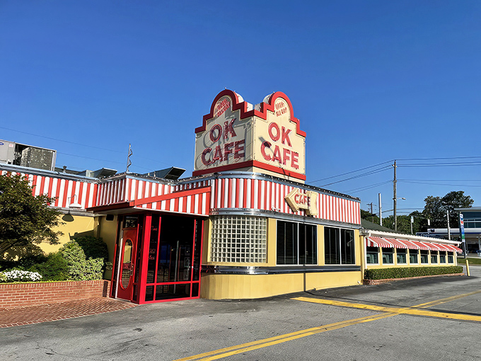 That iconic yellow exterior with red-striped awning isn't just eye-catching&mdash;it's a time machine to when diners were the cornerstone of American social life.