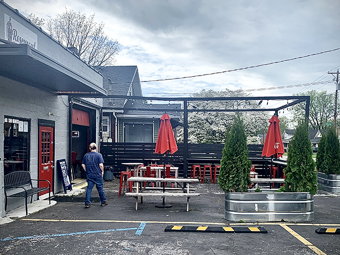 That bright red door isn't just an entrance&mdash;it's an invitation to flavor town. Rosemont Station's unassuming exterior hides culinary treasures waiting to be discovered.