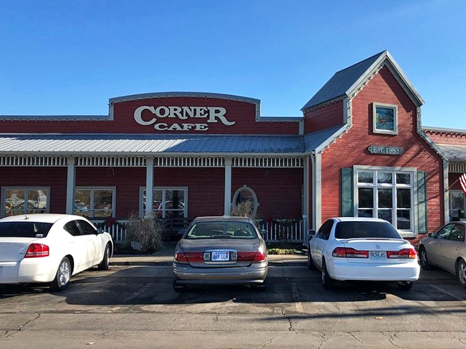 The bright orange exterior of Corner Cafe stands like a beacon of breakfast hope, promising comfort food worth every mile of your journey.