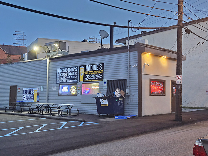 The unassuming exterior of Nadine's might not win architectural awards, but those beer specials and Pittsburgh sports banners promise something authentic waiting inside.