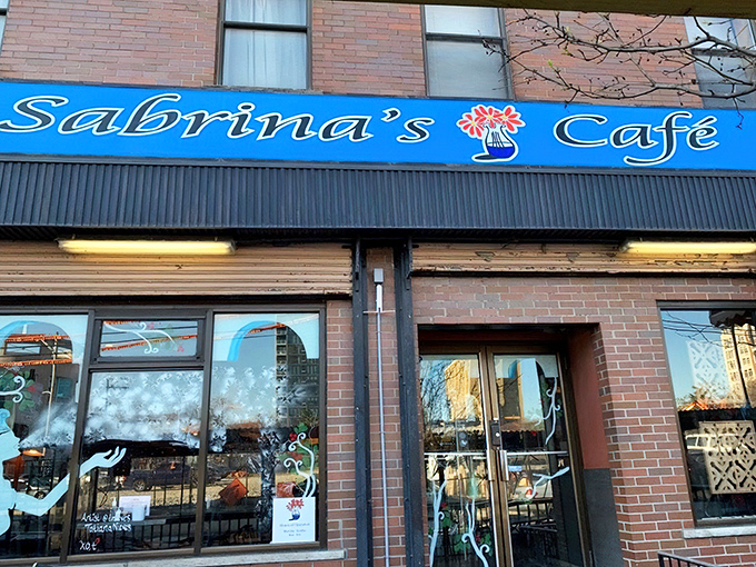 The iconic blue awning of Sabrina's beckons hungry Philadelphians like a breakfast lighthouse in a sea of brick buildings.