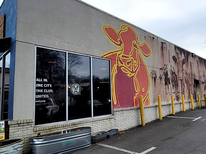 The blue facade with that rustic wooden sign is like a beacon for burger lovers. Farm-to-table isn’t just a buzzword here—it’s a delicious promise.
