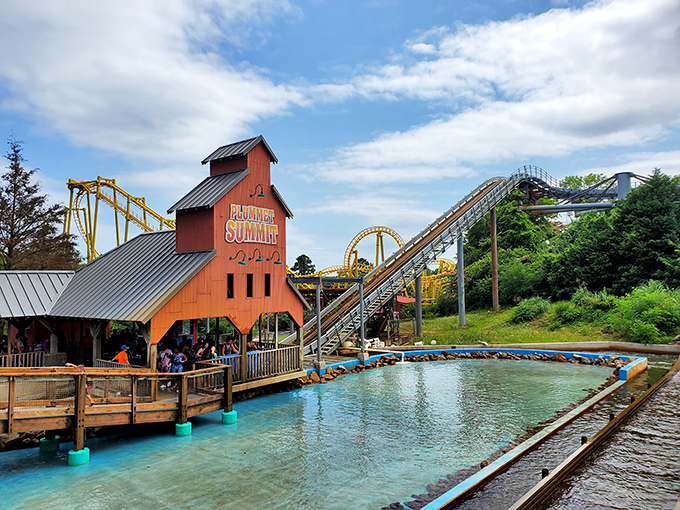 A kaleidoscope of water slides twists against the Arkansas sky, promising the perfect remedy for those "is this actually the surface of the sun?" summer days.