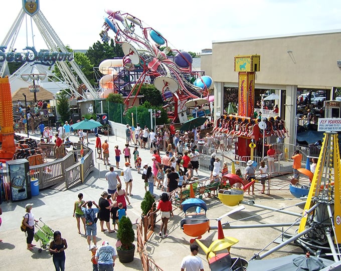 Colorful thrill rides stand ready for action at Funland, where summer memories are manufactured daily on Rehoboth's beloved boardwalk.