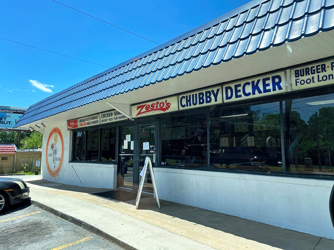 The distinctive blue roof and vintage cartoon chicken beckon like old friends. Zesto's East Atlanta location has the comforting permanence of a neighborhood landmark.