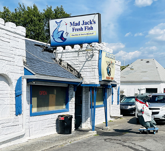 The little white building with blue trim might not look like much, but inside Mad Jack's Fresh Fish lies seafood nirvana that'll make you forget you're in Kansas.